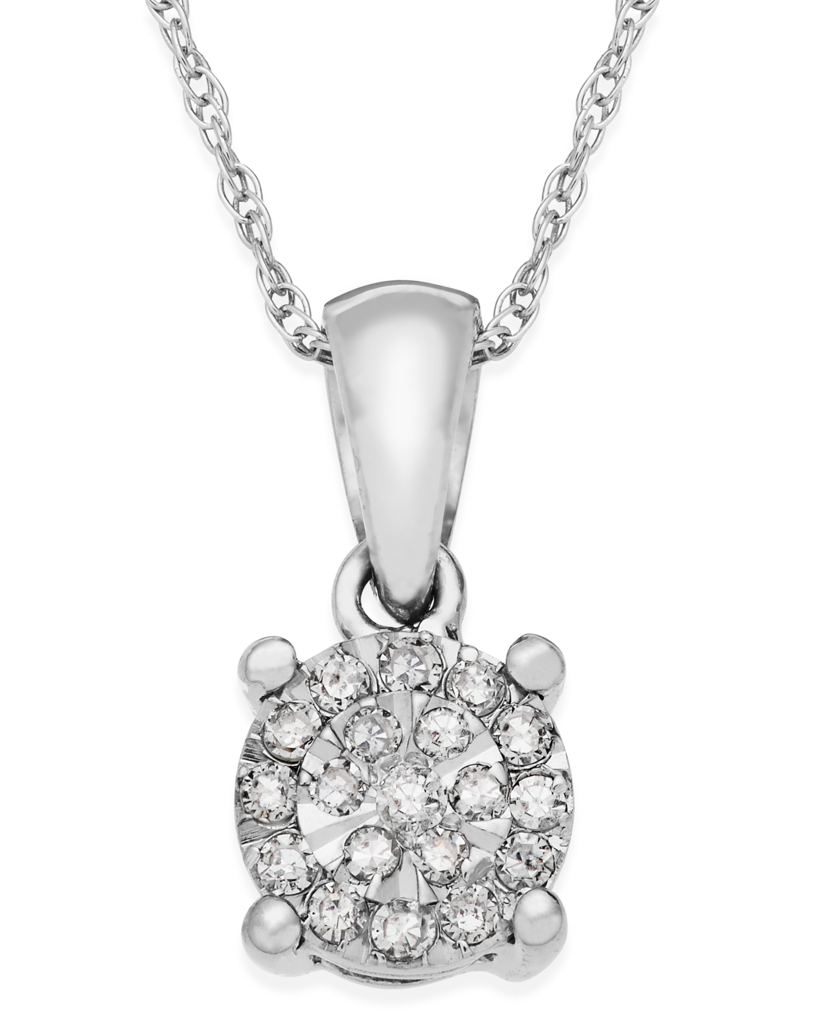 Click here for Diamond Cluster Pendant Necklace in Sterling Silve... prices