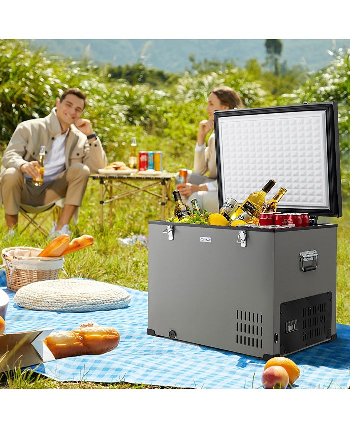 Costway 90 QT Car Refrigerator Portable Travel Freezer w/ Compressor DC ...