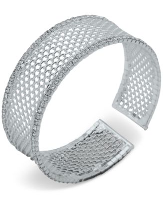 Anne Klein Silver-Tone Crystal Cuff Bracelet - Macy's