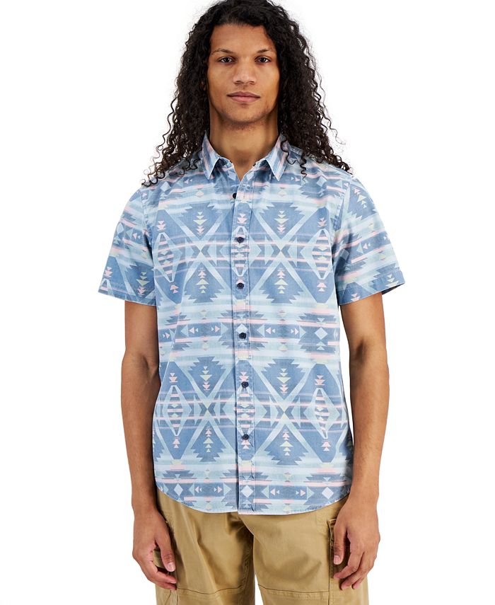 Sun + Stone Men's Kline Regular-Fit Geo-Print Button-Down Shirt ...