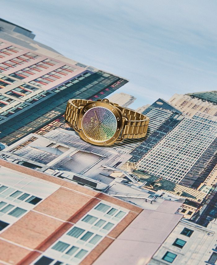 COACH Women's Tatum Rainbow Gold-Tone Stainless Steel Bracelet Watch ...