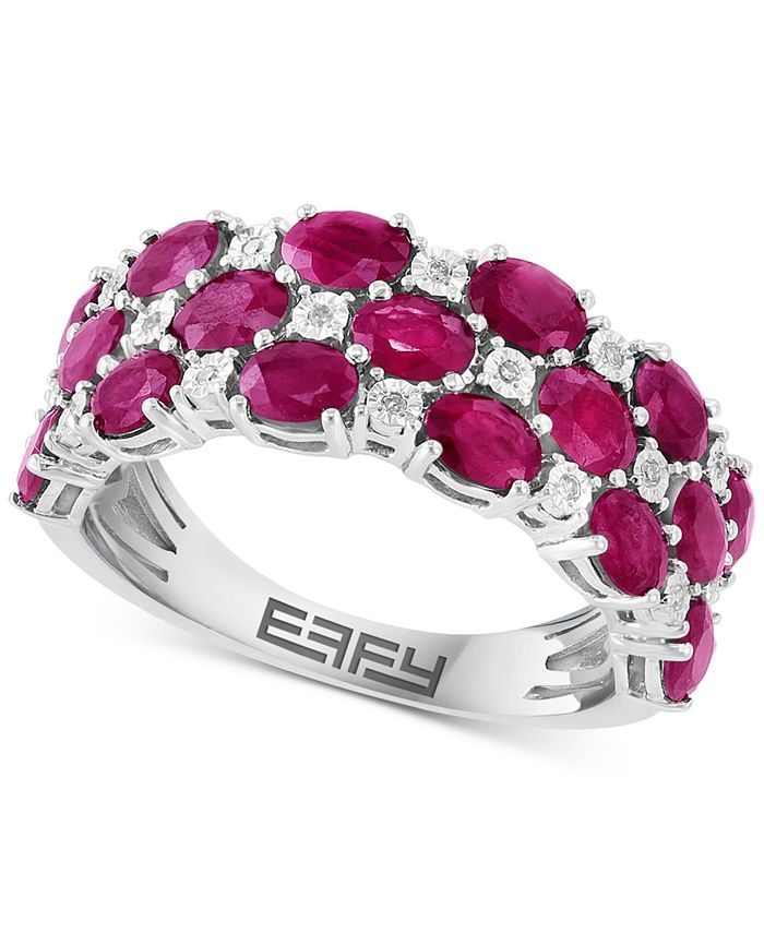 EFFY Collection EFFY® Ruby & Diamond Cluster Ring in Sterling Silver ...