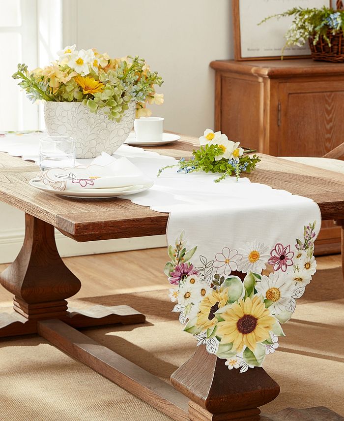 Elrene Sunflower and Daisies Cutwork Fabric Runner - Macy's