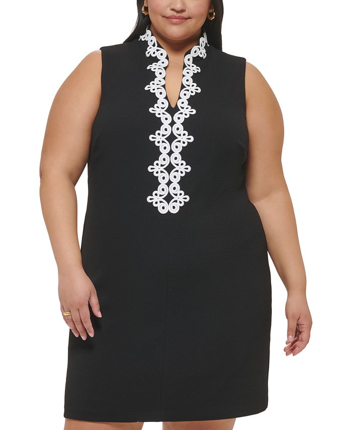 Jessica Howard Plus Size Lace-Trim Shift Dress - Macy's