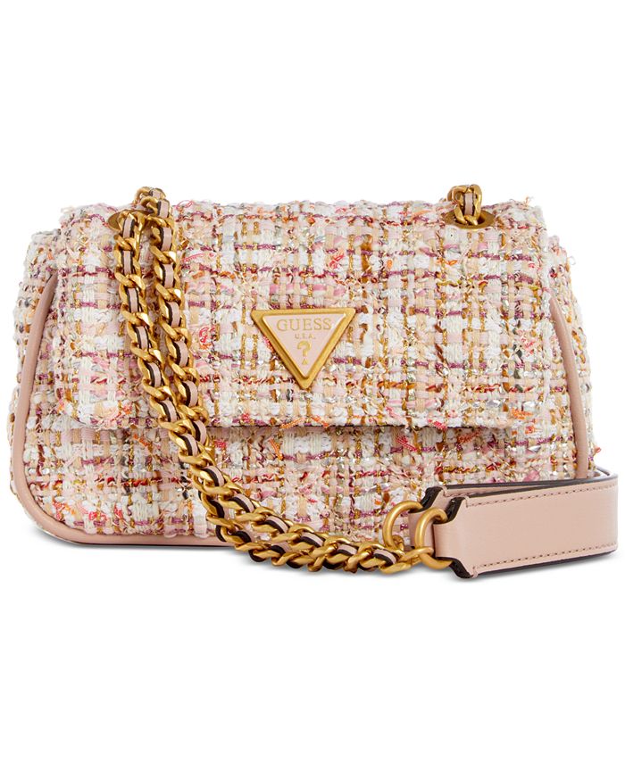 GUESS Giully Mini Tweed Convertible Chain Strap Crossbody - Macy's