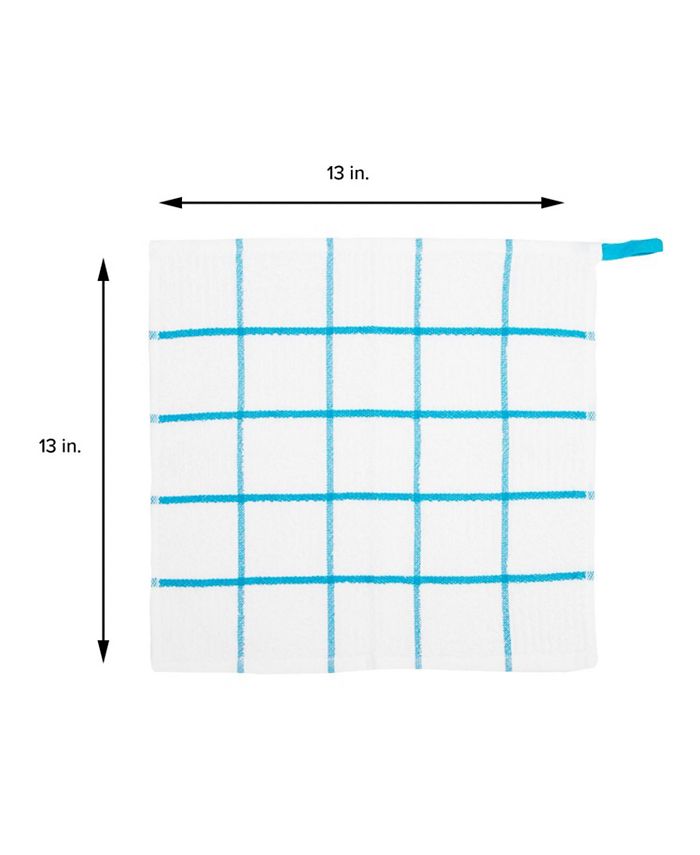 Sloppy Chef Premier Cotton Dishcloths (12 Pack), Striped Windowpane ...