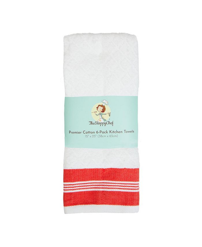 Sloppy Chef Premier Kitchen Towels (Set of 6), 3 Solid Color Towels and ...