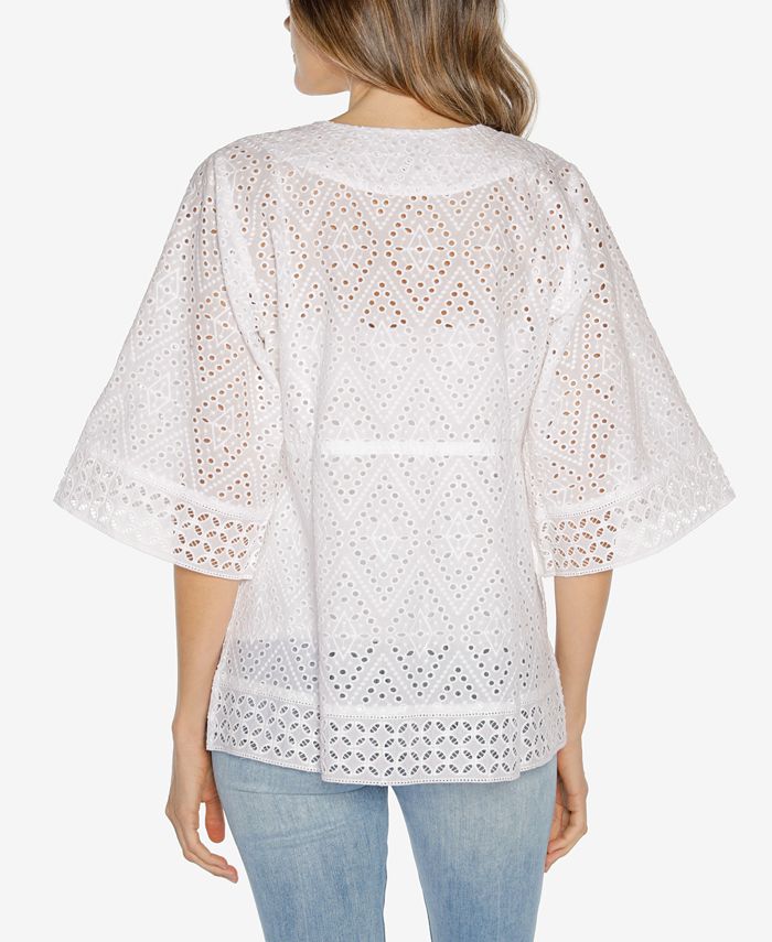 Belldini Women's Eyelet Lace Kimono Top & Reviews - Tops - Women - Macy's