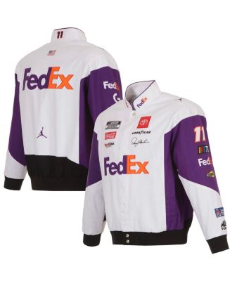 Men's JH Design White, Purple Denny Hamlin FedEx Twill Driver Uniform ...