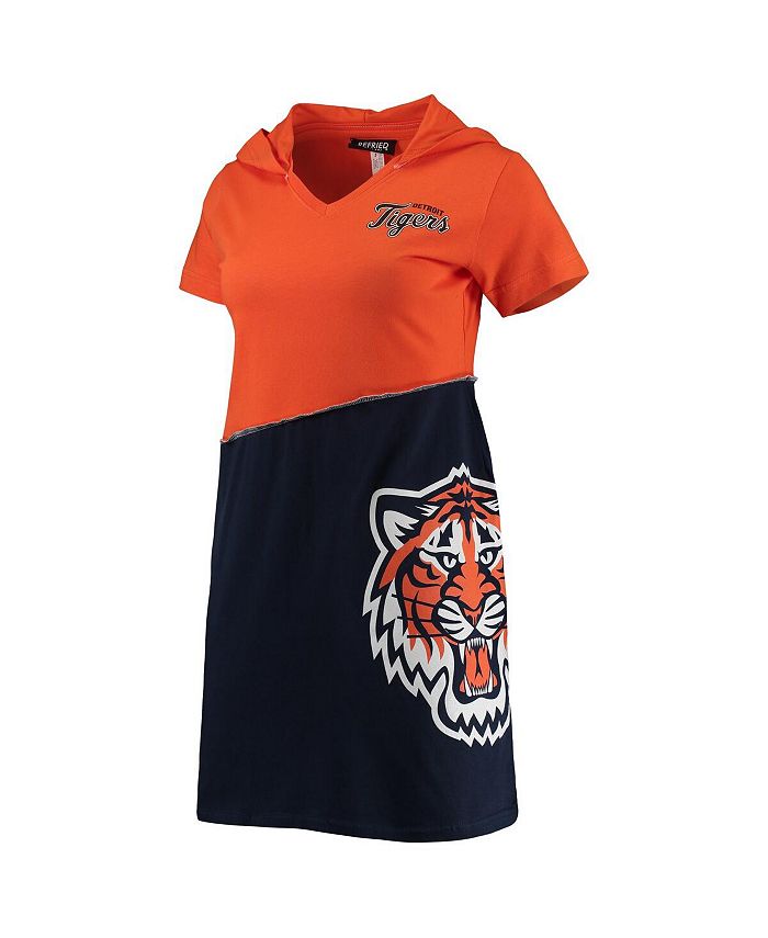 Refried Apparel Women's Orange, Navy Detroit Tigers Hoodie Dress - Macy's