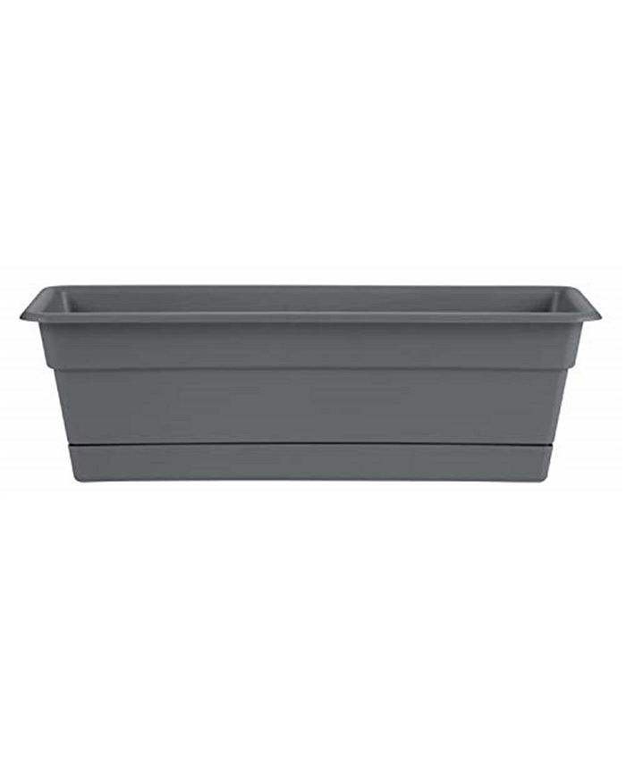 Bloem DCBT36-908 Dura Cotta Window Box Planter w/ Tray 36" Charcoal ...