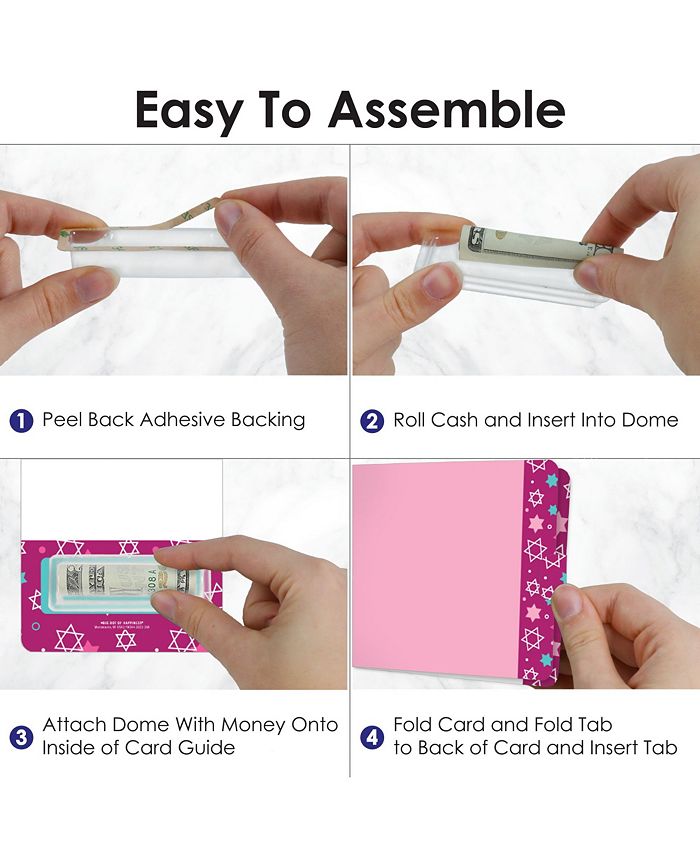 Big Dot of Happiness Pink Bat Mitzvah DIY Assorted Girl Cash Holder ...