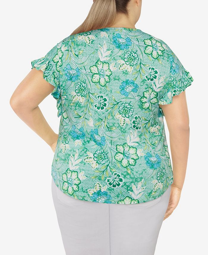Ruby Rd. Plus Size Knit Floral Puff Print Top & Reviews - Tops - Plus ...