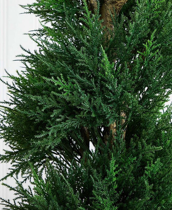 Nearly Natural 6' Spiral Cypress Artificial Tree in Cylinder Planter UV ...