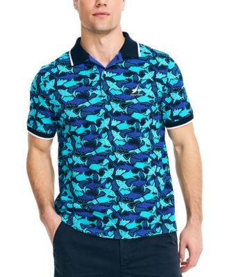 Shark Week x Nautica Men's Classic-Fit Stretch Shark-Print Polo Shirt ...