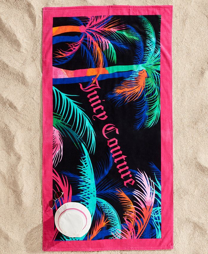 Juicy Couture Neon Palm Cotton Beach Towel, 36" x 68" - Macy's