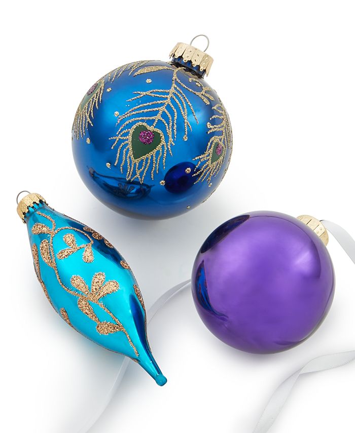 Holiday Lane Patina Glass Multi-Color Ball & Drop Ornaments, Set of 22 ...