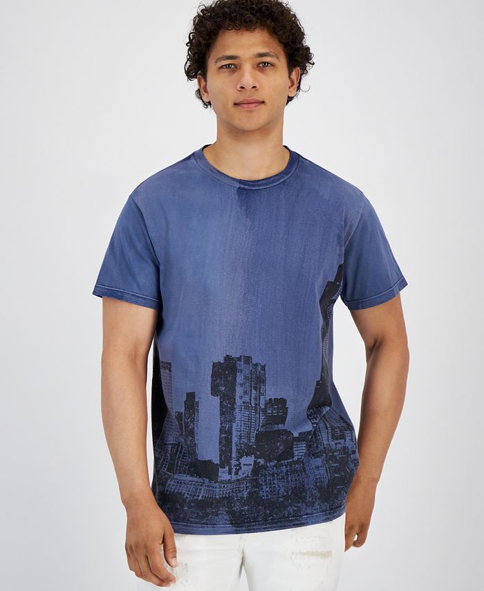 GUESS Men's Skyline Wash Short-Sleeve Crewneck T-Shirt - Macy's