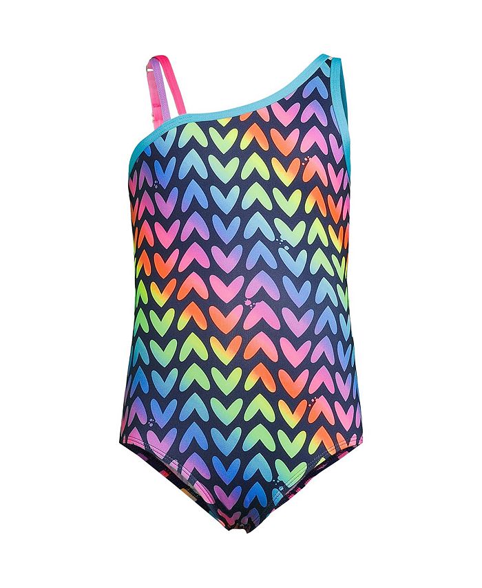 Lands' End Child Girls One Shoulder One Piece Swimsuit - Macy's