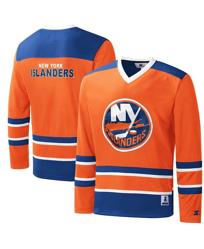 Starter Men's Orange, Royal New York Islanders Cross Check Jersey V ...