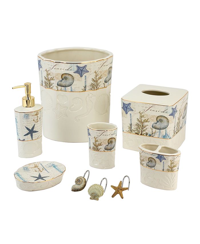 Avanti Antigua Starfish & Seashells Ceramic Wastebasket - Macy's