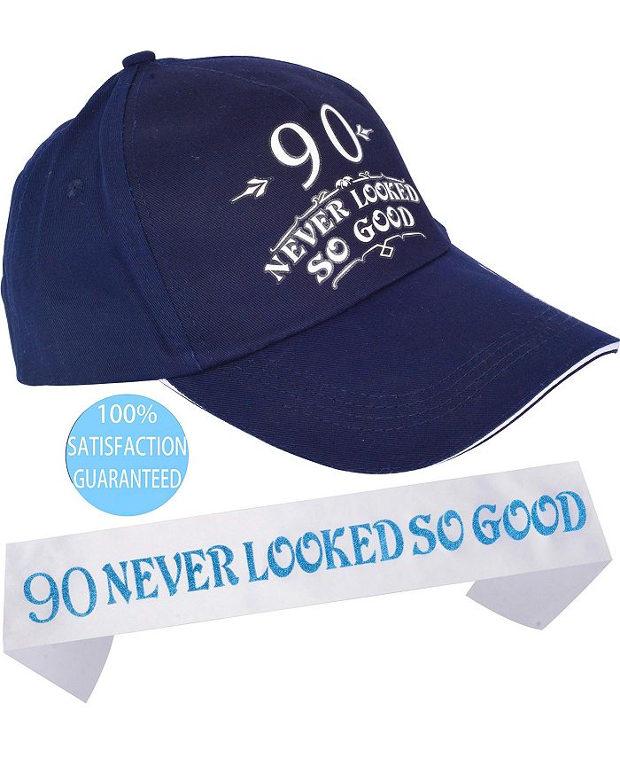 Meant2tobe 90th Birthday Gifts for Men, 90th Birthday Hat and Sash Men ...