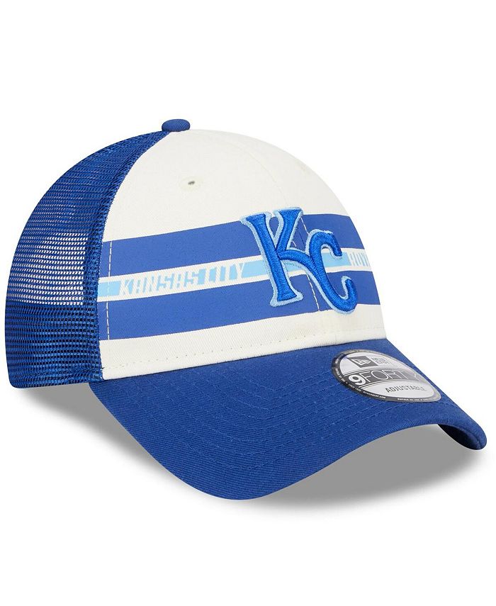 New Era Men's White, Royal Kansas City Royals Team Stripe Trucker ...