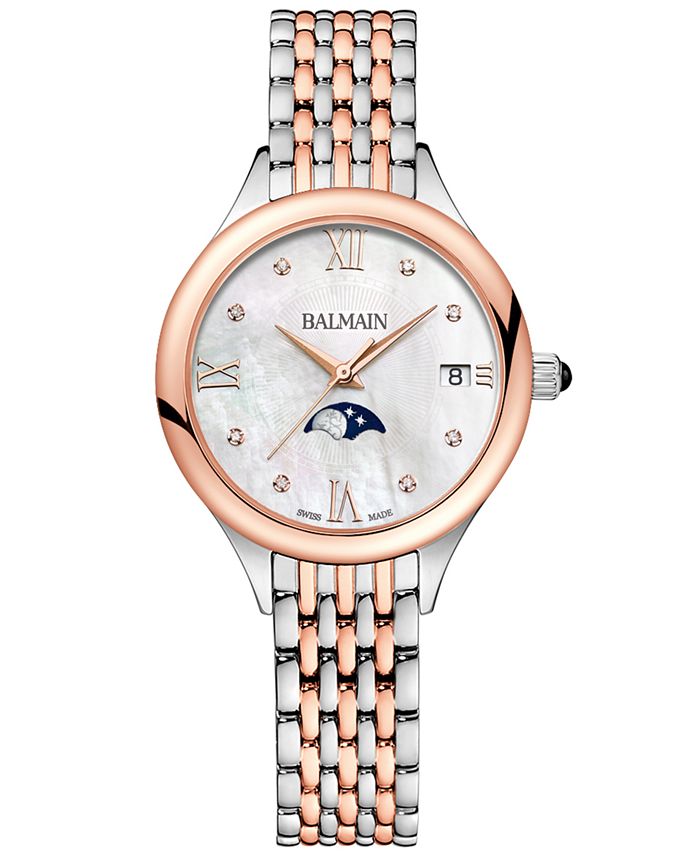 Balmain Women's Swiss Balmain de Balmain Moonphase Diamond Accent Two ...