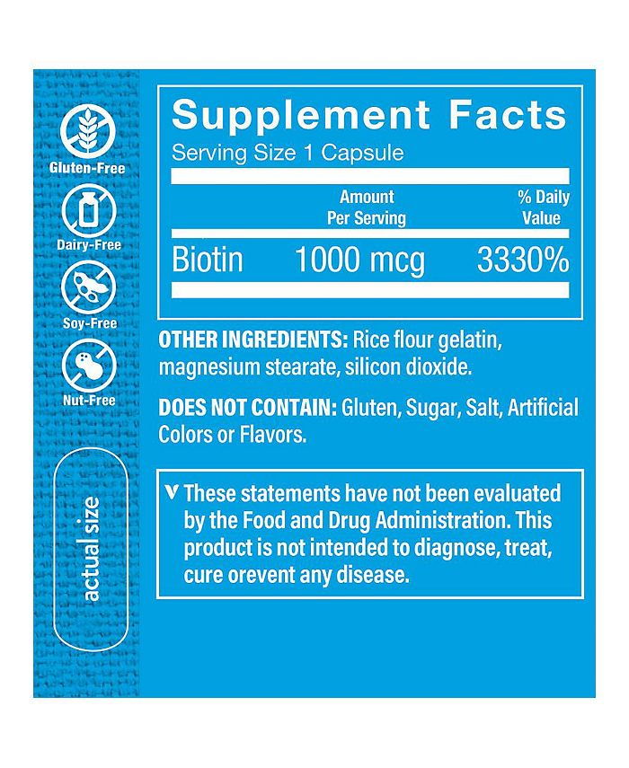 The Vitamin Shoppe Biotin for Hair, Skin, & Nail Support - 1 MG (100 ...