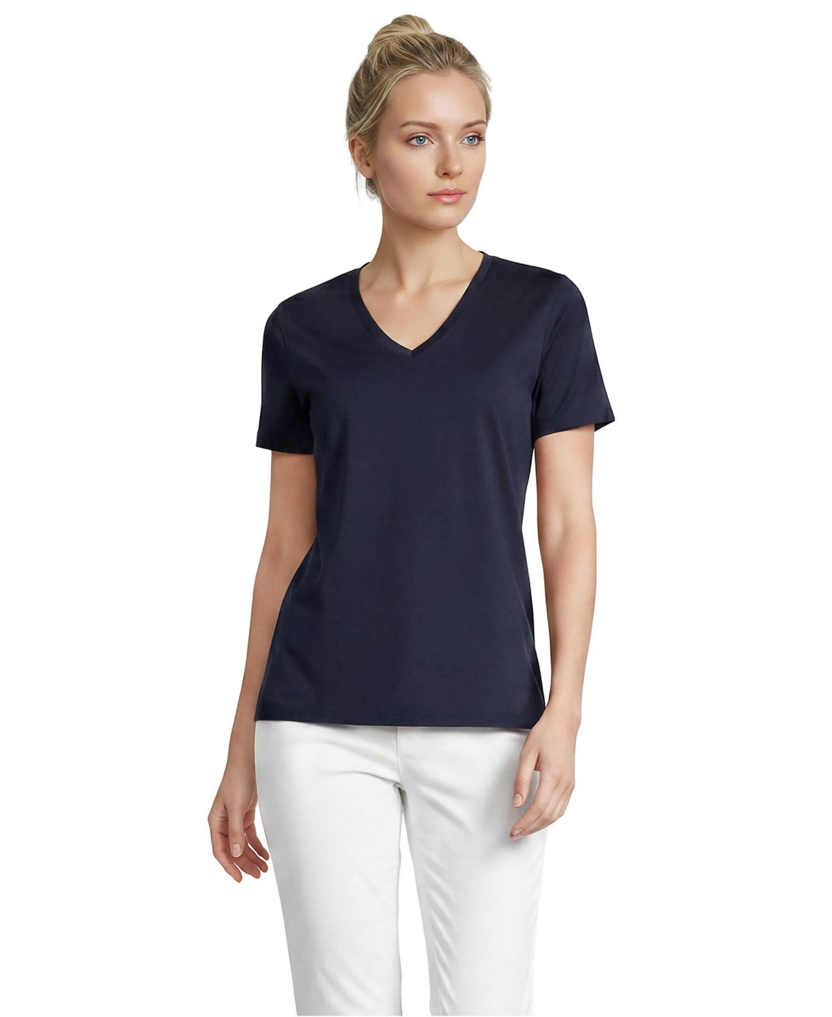 Click here for Lands End Womens Tall Relaxed Supima Cotton V-Neck... prices