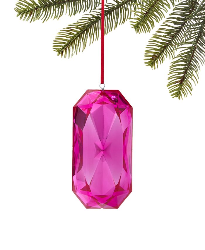 Holiday Lane Electric Gems Pink Sparkling Stone Ornament, Created for ...