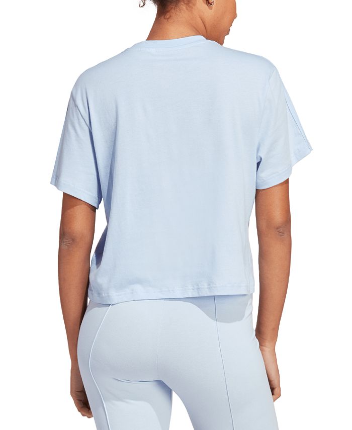 adidas Women's Essentials 3-Stripes Single Jersey Cotton Crop Top - Macy's