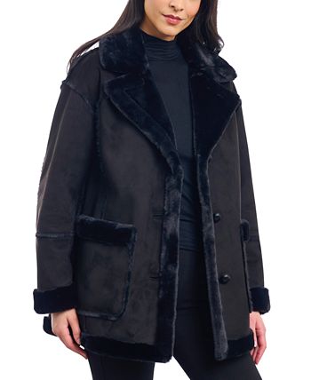 BCBGeneration Women's Faux-Shearling Patch Pocket Coat - Macy's