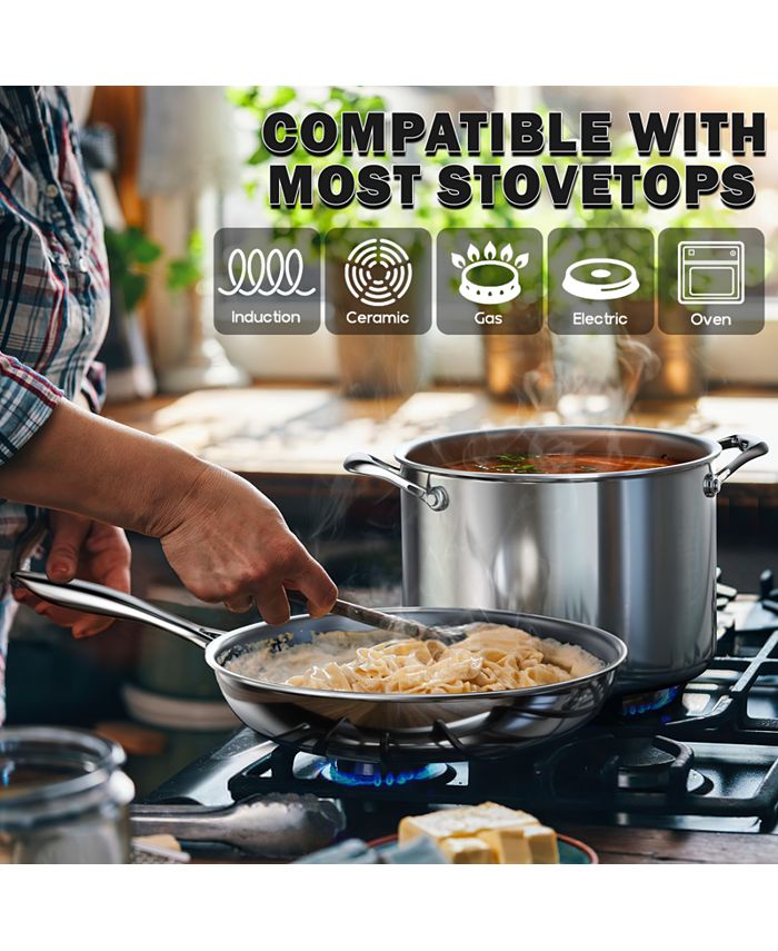 Cooks Standard Stainless Steel Kitchen Cookware Sets 10-Piece, Multi ...