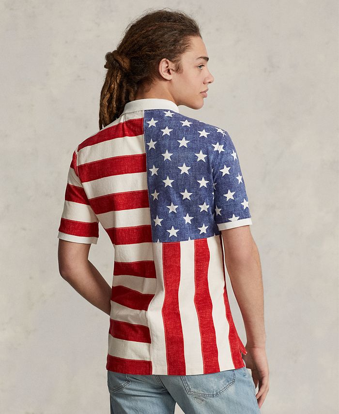Polo Ralph Lauren Men's Classic-Fit Flag-Print Mesh Polo Shirt - Macy's