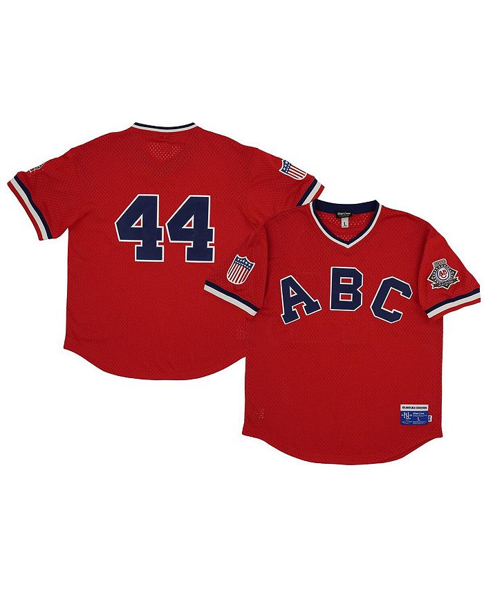 Rings & Crwns Men's #44 Red Atlanta Black Crackers Mesh Replica V-Neck ...