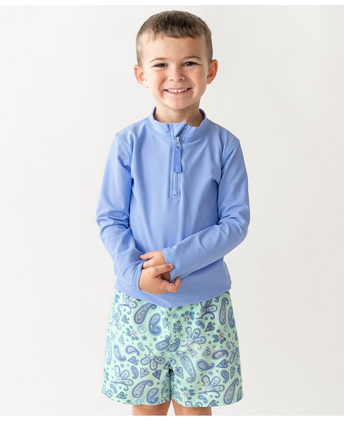 RuggedButts Toddler Boys Periwinkle Long Sleeve Zipper Rash Guard - Macy's