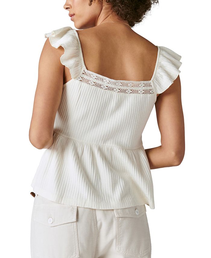 Lucky Brand Women's Textured-Yoke Peplum Tank Top - Macy's