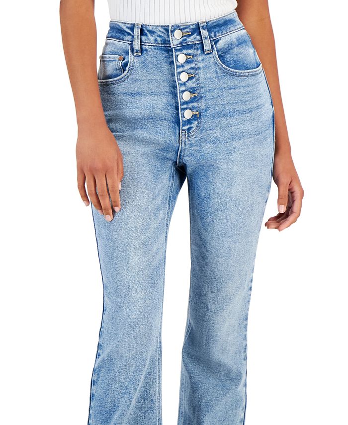Tinseltown Juniors' High-Rise Button-Front Flare-Hem Jeans, Created for ...