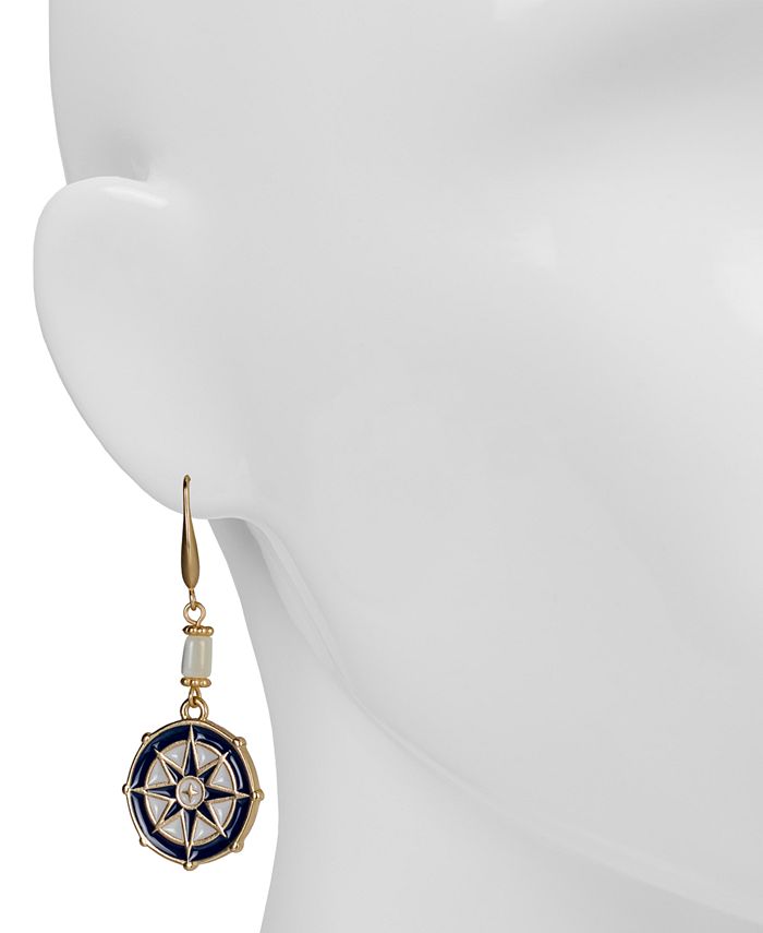 Patricia Nash Gold-Tone Compass & Bead Drop Earrings - Macy's