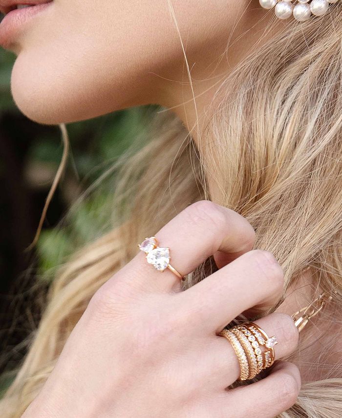 ETTIKA 18K Gold Plated Brass Multi Heart Cubic Zirconia Ring - Macy's