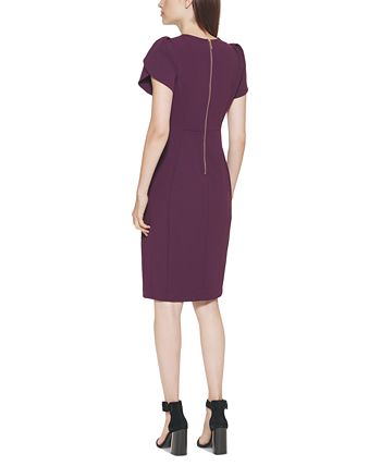 Calvin Klein Tulip-Sleeve Scuba-Crepe Sheath Dress - Macy's