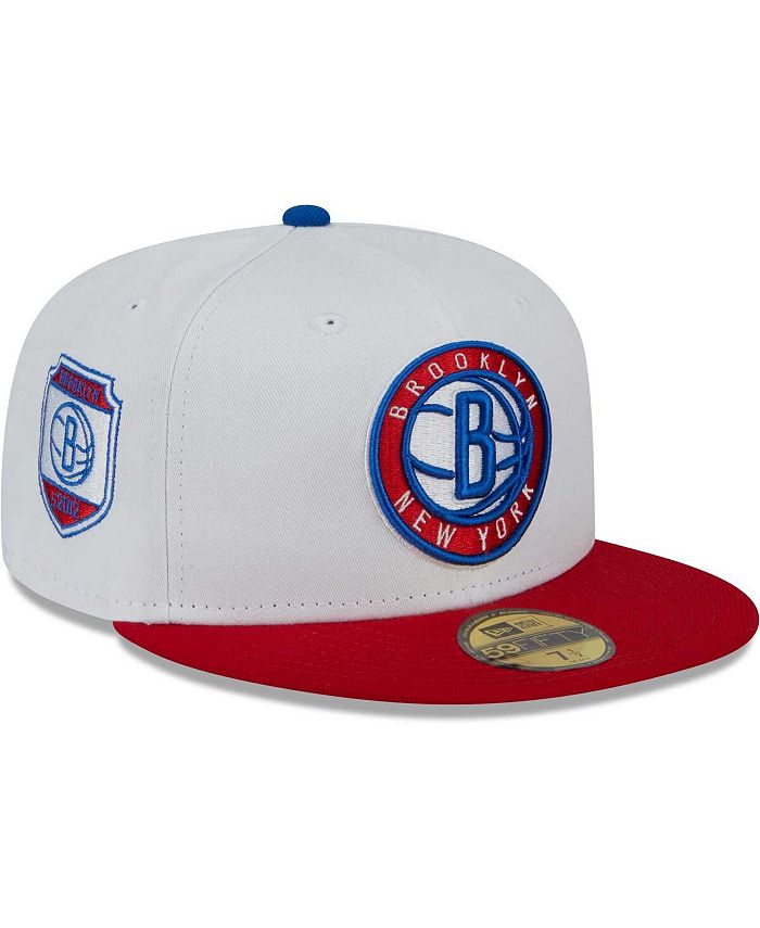 New Era Men's White, Red Brooklyn Nets 59FIFTY Fitted Hat - Macy's