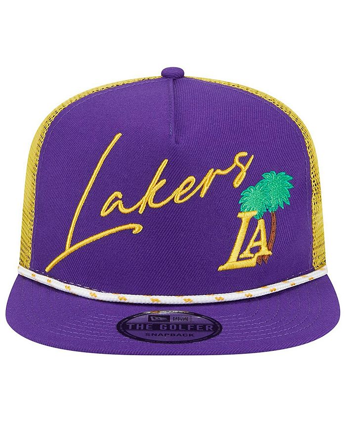 New Era Men's Purple Los Angeles Lakers Script Logo Golfer 9FIFTY ...