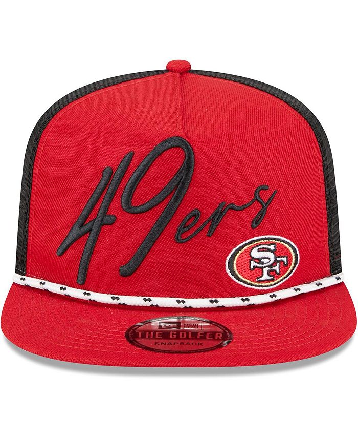 New Era Men's Scarlet San Francisco 49ers Script Logo Golfer 9FIFTY ...