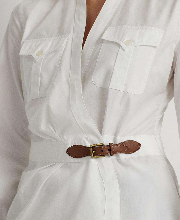 Lauren Ralph Lauren Womens Buckle Trim Cotton Broadcloth Shirt Macys