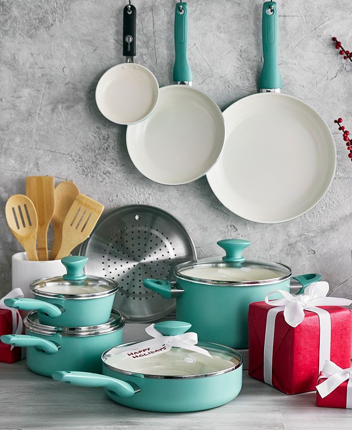 GreenPan Rio Ceramic Nonstick Cookware Set, 16 Piece - Macy's