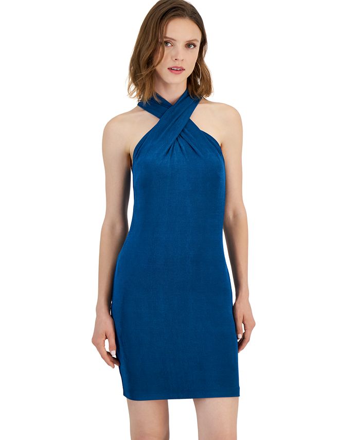 GUESS Women's Yasmine Crossover Halter Dress - Macy's