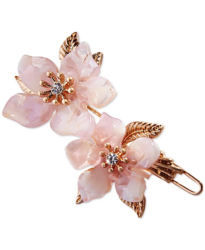 lonna & lilly Rose Gold-Tone Glass & Acetone Double Flower Hair ...