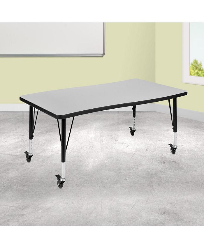 EMMA+OLIVER Mobile 28"Wx47.5"L Wave Flexible Collaborative Kids Adjustable Activity Table - Macy's